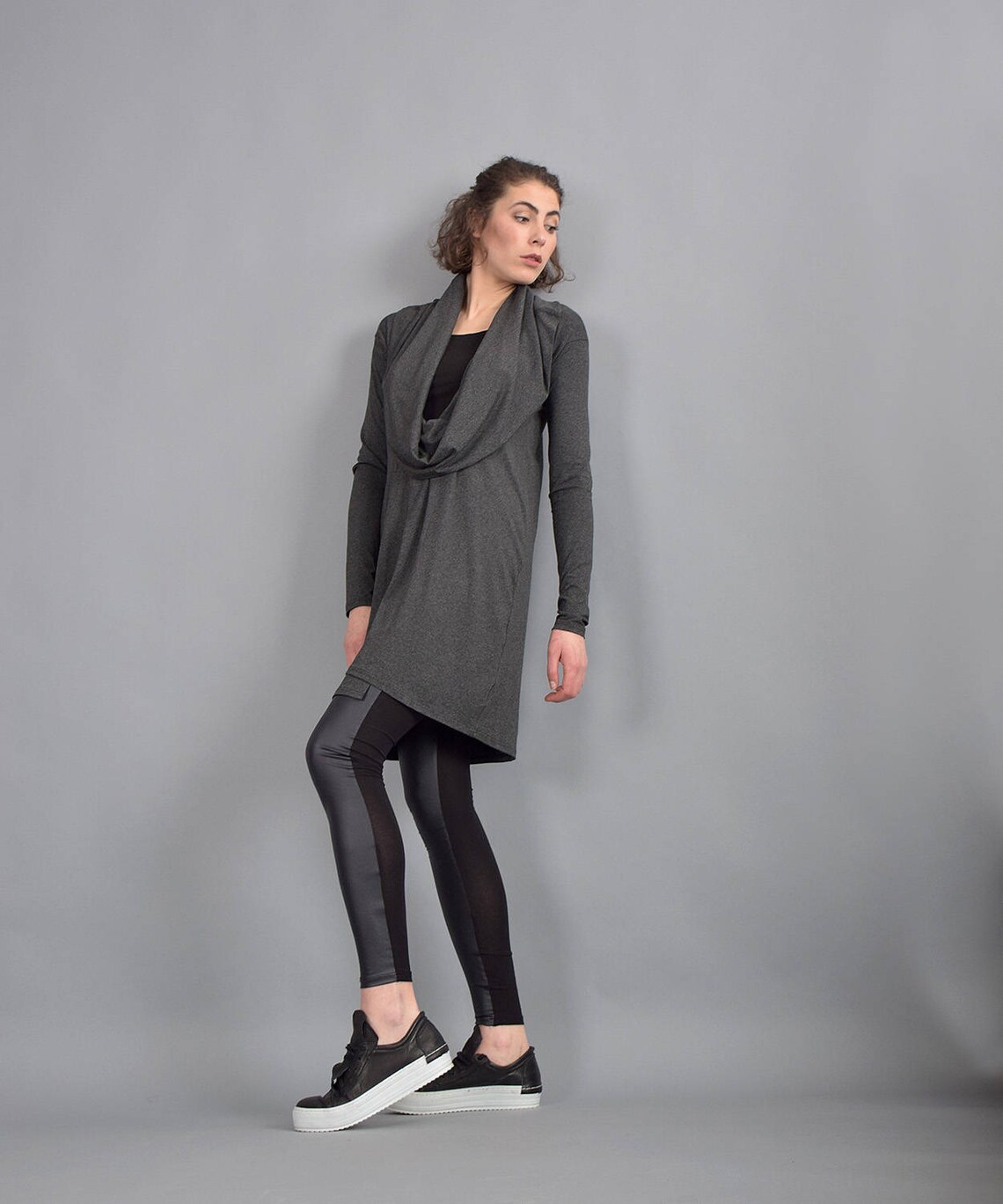 Gray Tunic. Wrap Tunic. Wide Collar Tunic. Tunic Plus Size. Tunic ...