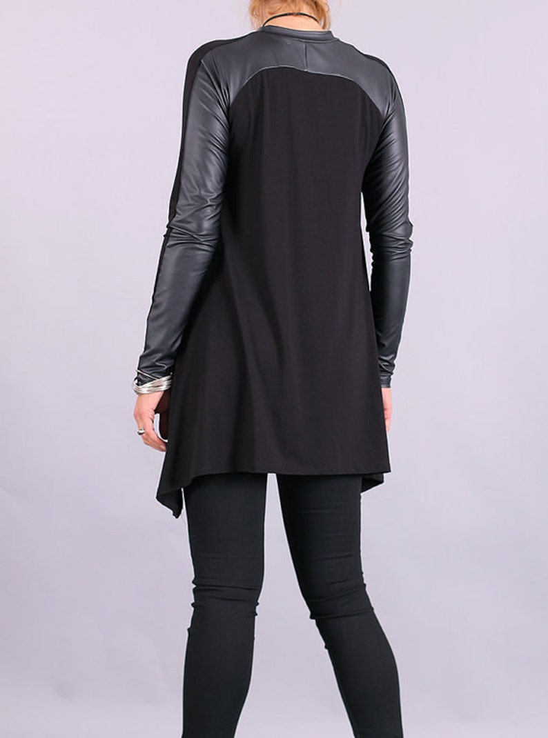 Leather Details Tunic,women Tunic,tunic, Black Tunic, Extravagant Top ...