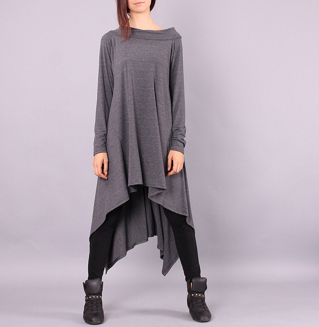 Long Tunic gray long sweater Spring tunic autumn tunic | Etsy