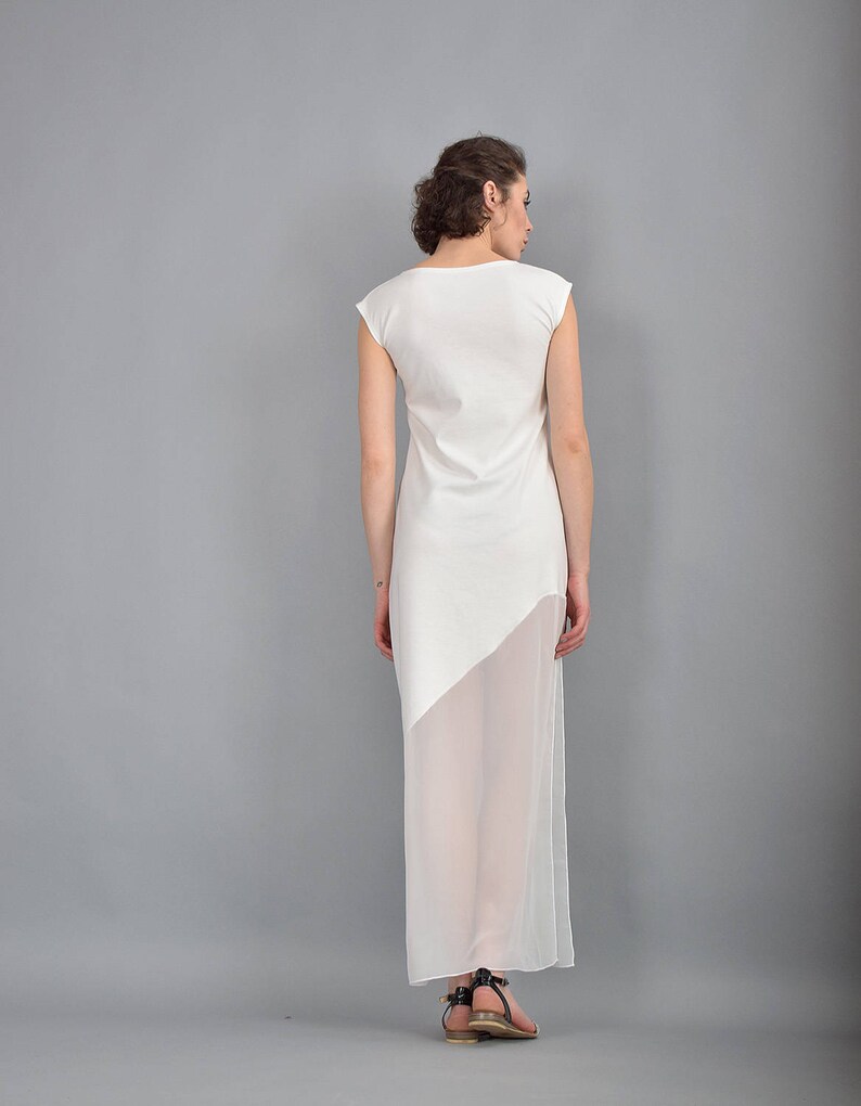 Tunic Dress, Ivory Sheer Dress, Long Asymmetrical Tunic,white Tunic ...