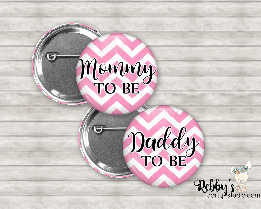 Chevron Pin Button, Name Badge Pin Button, Family Name Tag, Baby Shower ...