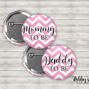 Chevron Pin Button, Name Badge Pin Button, Family Name Tag, Baby Shower ...