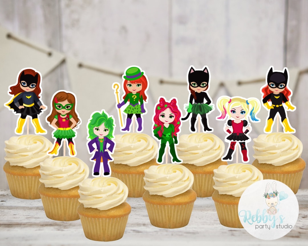 Girl Superhero Villain Cupcake Toppers - Set of 16 - Etsy