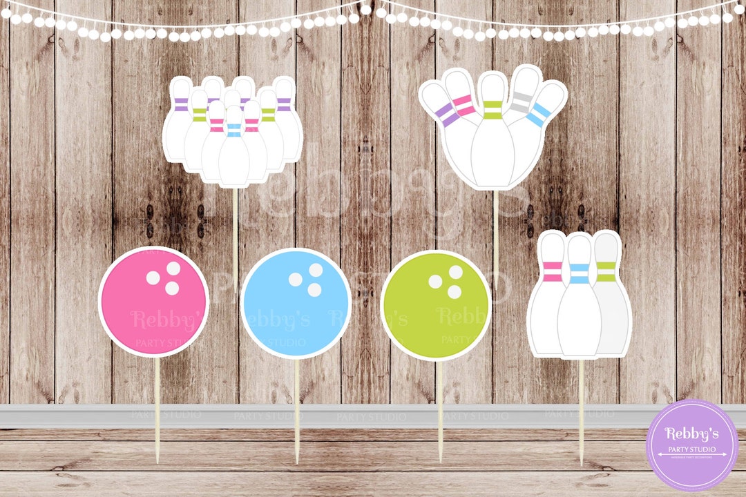 Girl Bowling Party - Set of 12 Assorted Girl Bowling Cupcake Toppers - Etsy