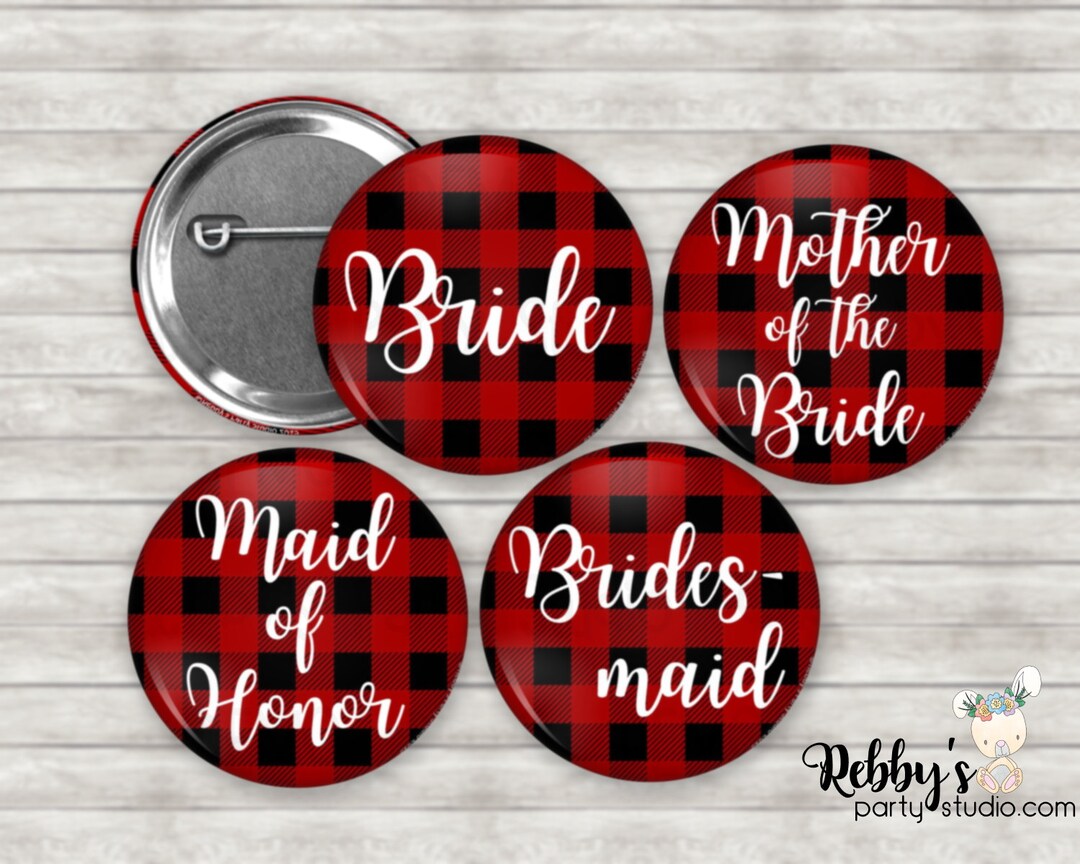 Personalized Buffalo Plaid Pin Button, Lumberjack Bride to Be Pinback ...