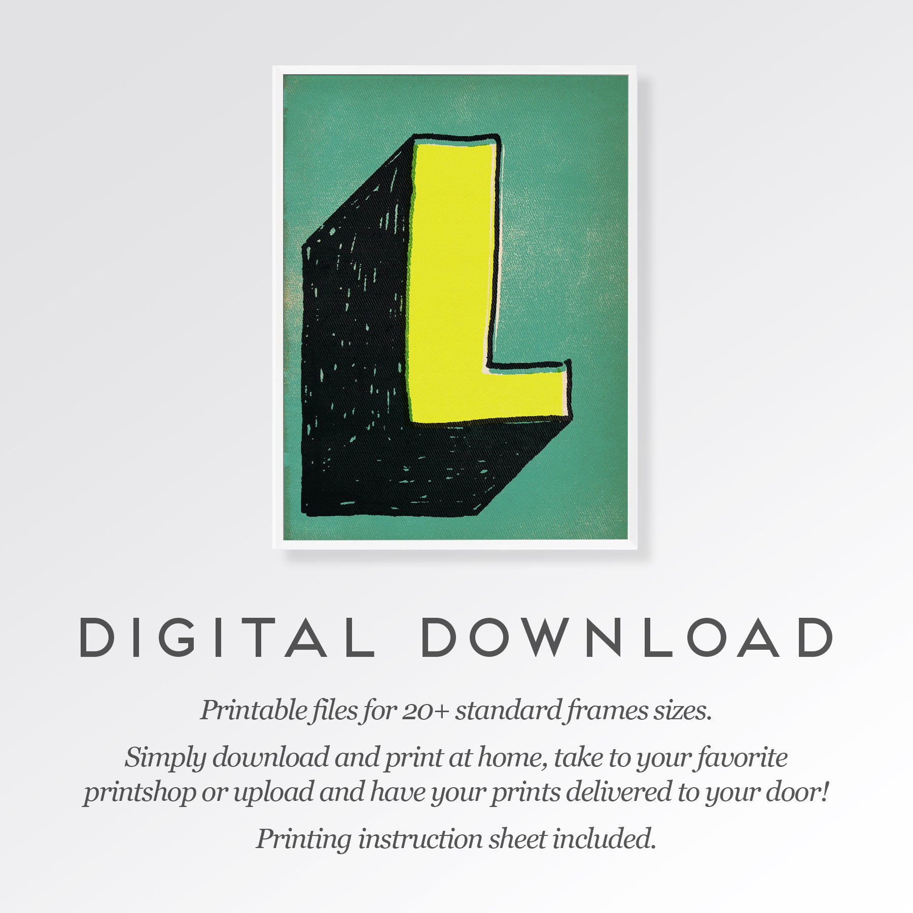 POSTER LETTER L, Printable Art Instant Download, Motivational Print ...