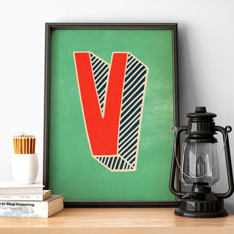 POSTER LETTER V, Printable Art Instant Download, Motivational Print ...