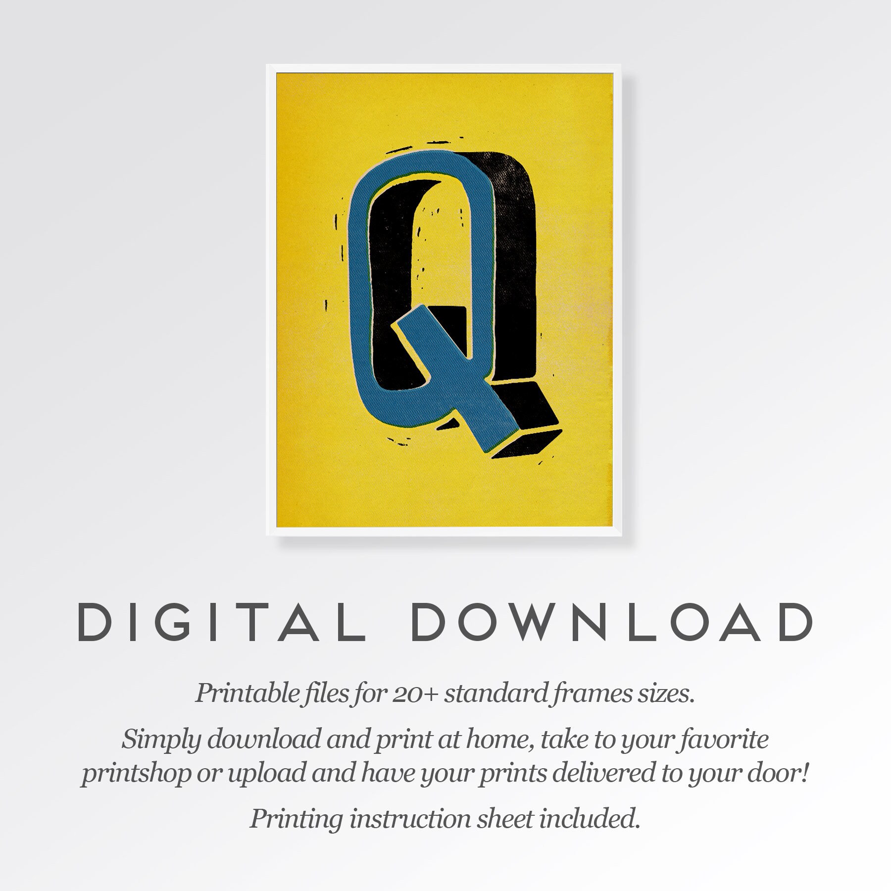 POSTER LETTER Q Printable Art Instant Download Motivational - Etsy Canada