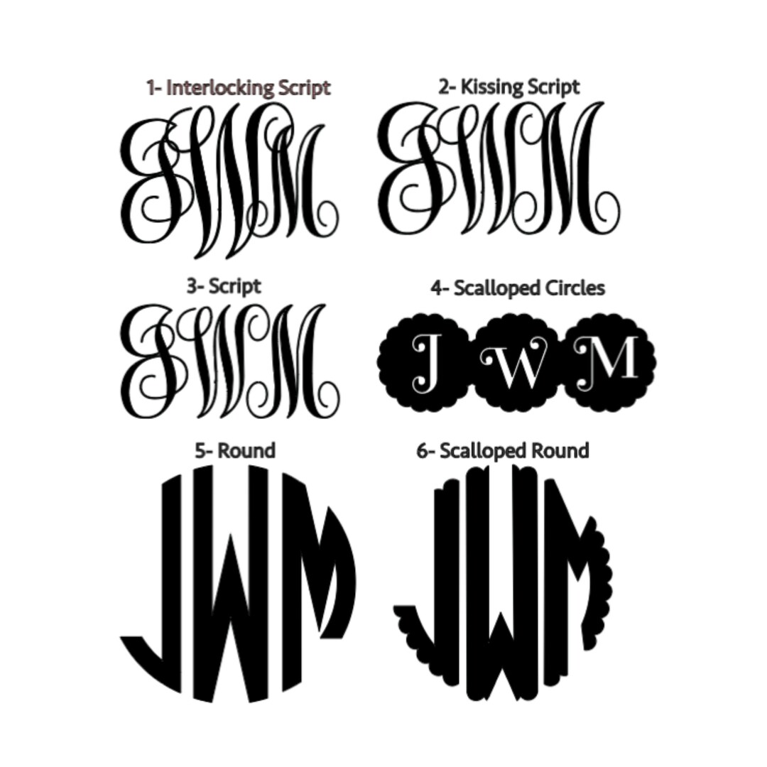 Monogram Vinyl Choose Your Font Color Size Custom Vinyl Etsy