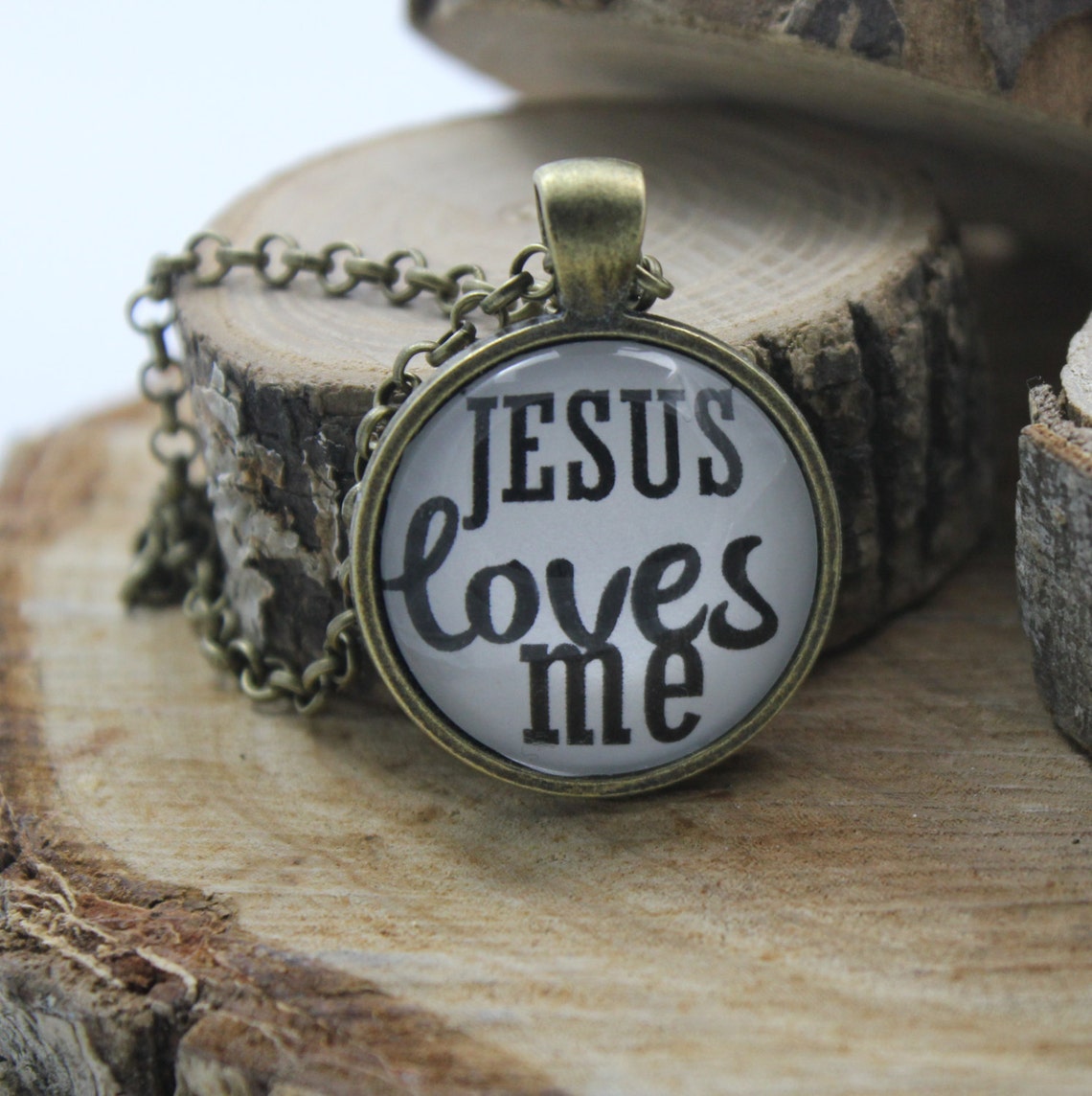 Jesus Loves Me Vintage Style Christian Pendant Necklace - Etsy