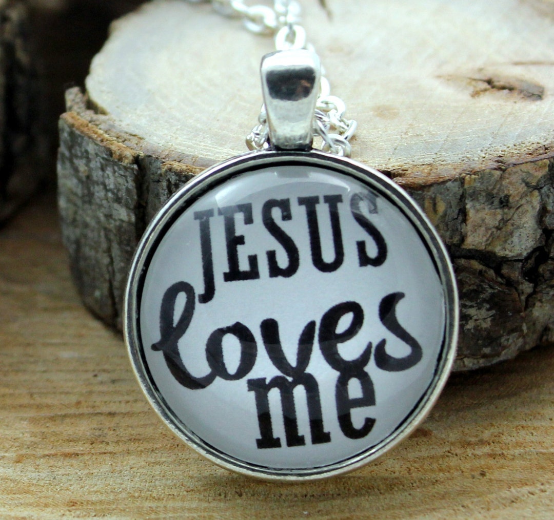Jesus Loves Me Vintage Style Christian Pendant Necklace - Etsy