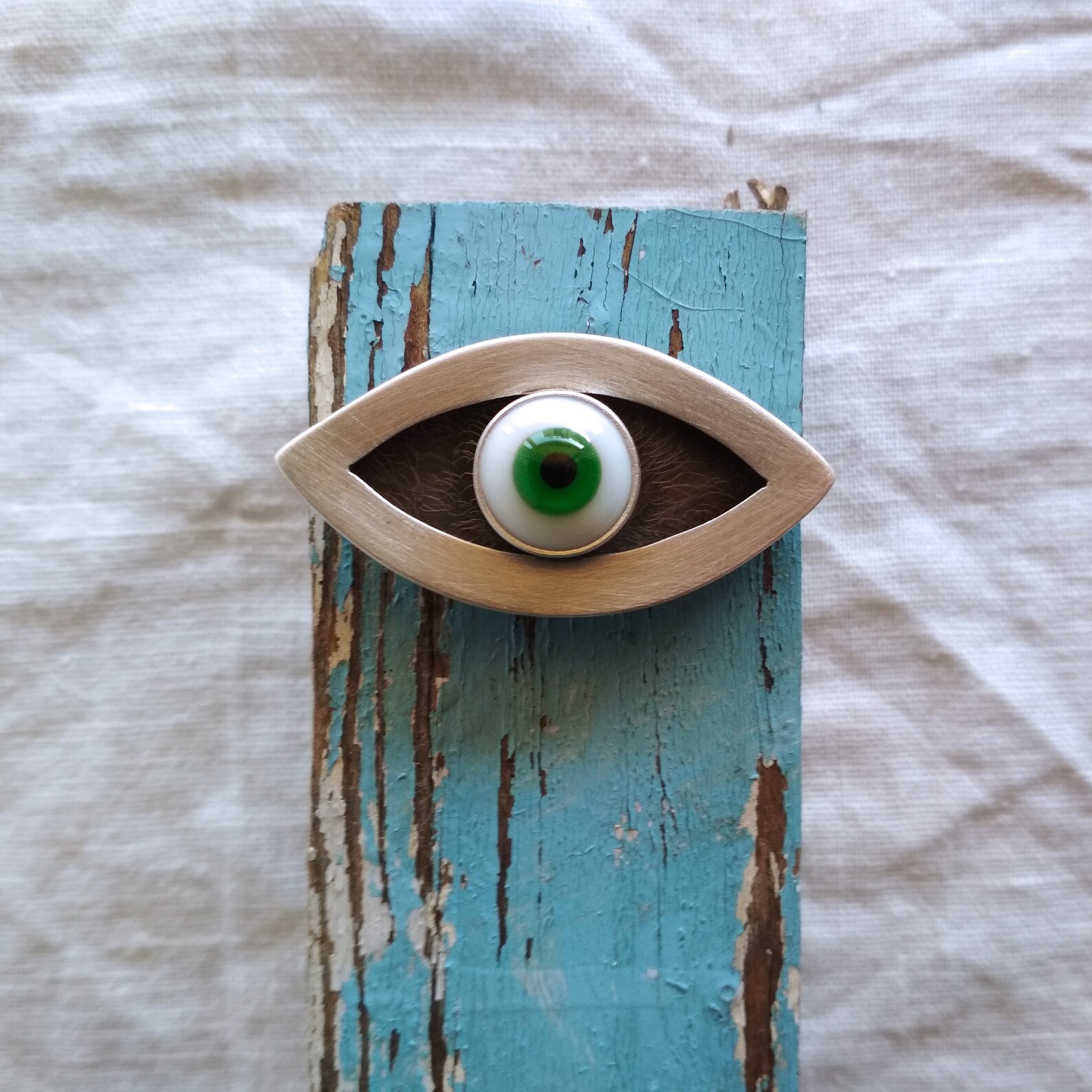Sterling Silver Green Eye Brooch/greek Evil Eye Brooch/glass - Etsy Denmark