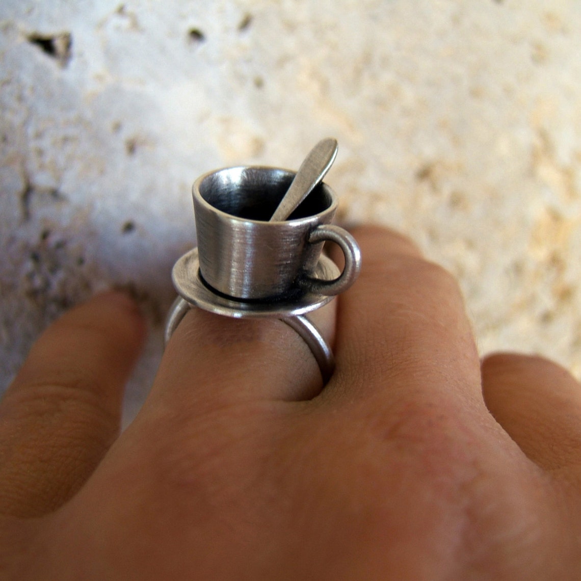 Sterling Silver Cup Ring/mini Tea Cup Ring/sterling Silver - Etsy