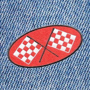 Awesome Vintage Style Red Checkered Flag Patch Badge Skater Punk Racing ...