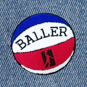 XL Extra Large Vintage Style Chenille Basketball Baller Patch Badge ...