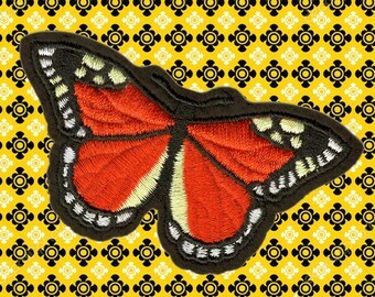 Set of 3 Orange Butterfly Iron/ Sew on Full Embroidered Patch Appliqués ...