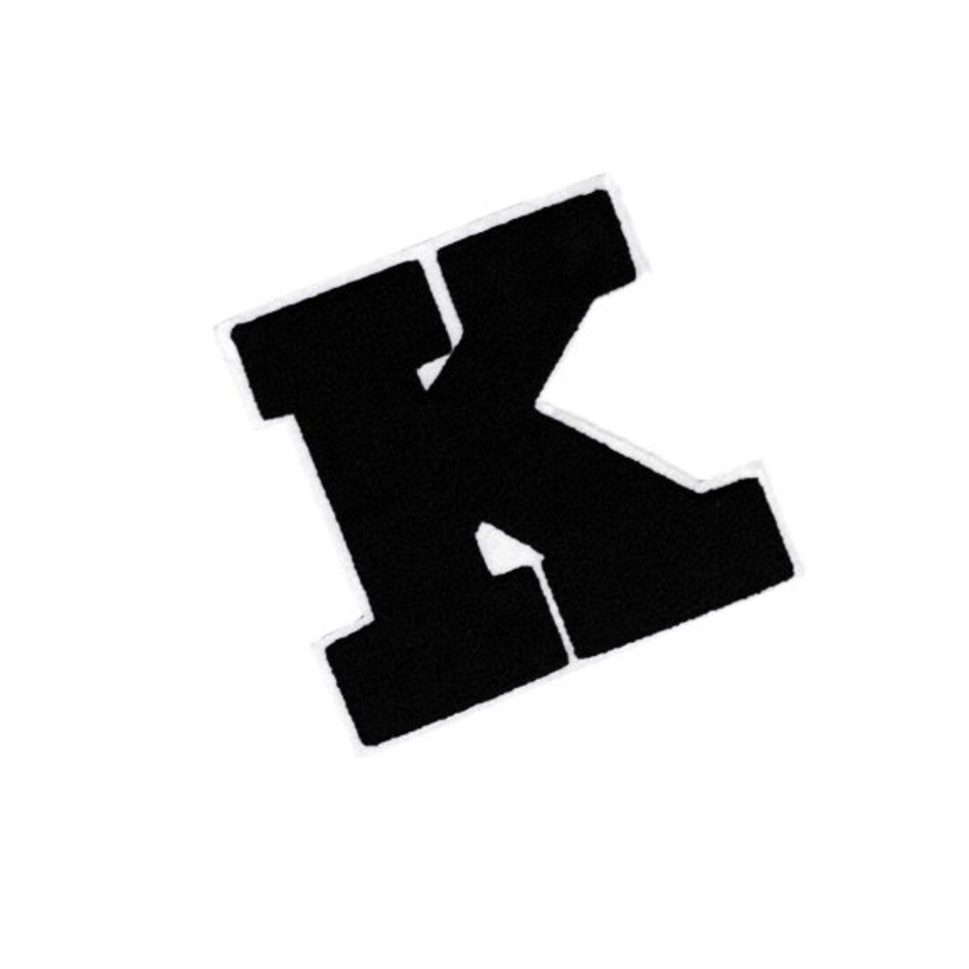 XL Extra Large Chenille Black Letter "k Patch 16cm Katie Kelly Krystal Kristin Kirsten Kim Kate ...