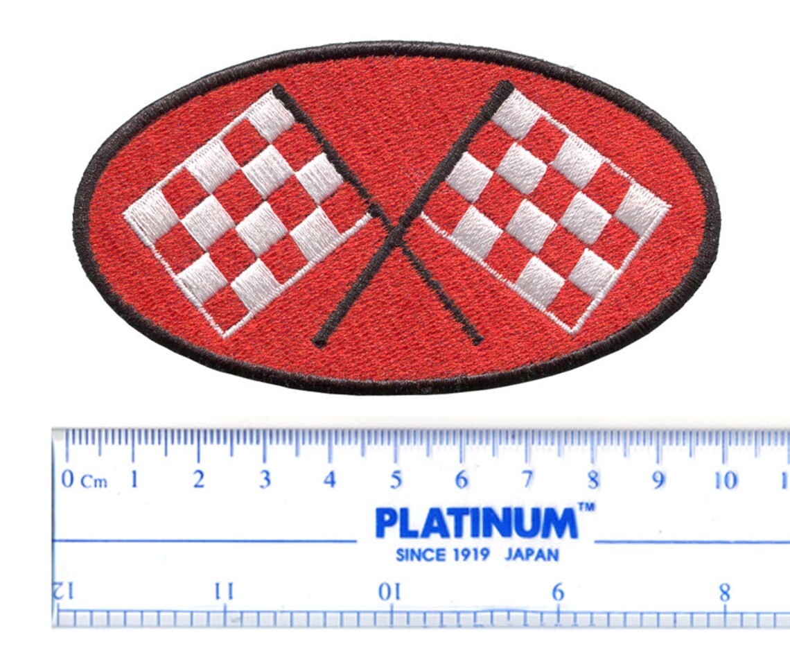Awesome Vintage Style Red Checkered Flag Patch Badge Skater - Etsy
