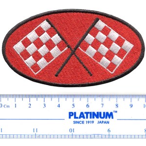 Awesome Vintage Style Red Checkered Flag Patch Badge Skater Punk Racing ...