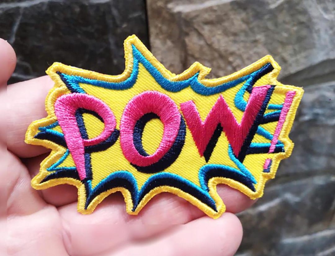 Large & Cool POW Vintage Comic Patch for Trucker Hat or Shirt 8.5cm / 3 ...