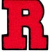 XL Extra Large Chenille Red Letter r Patch 9.5cm Ruby Rob Robert Ricky ...