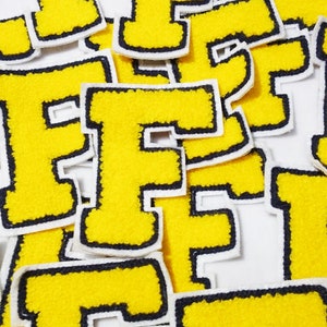 Large Chenille Black and Yellow Letter "f" Patch 10cm / 4 Inch Frank ...