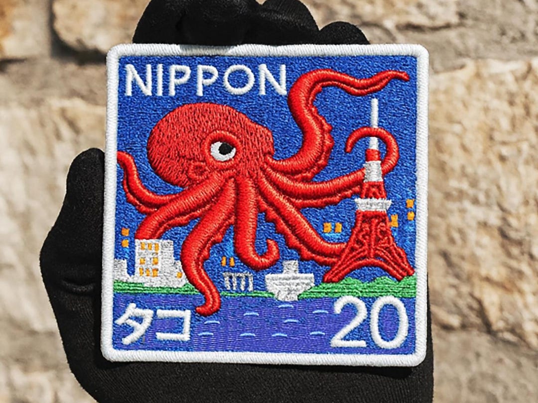 Tokyo Japan Octopus Monster Dinosaur Morale Patch for Trucker Hat or ...