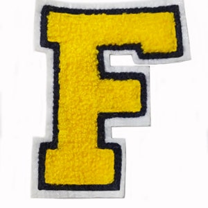 Large Chenille Black and Yellow Letter "f" Patch 10cm / 4 Inch Frank ...