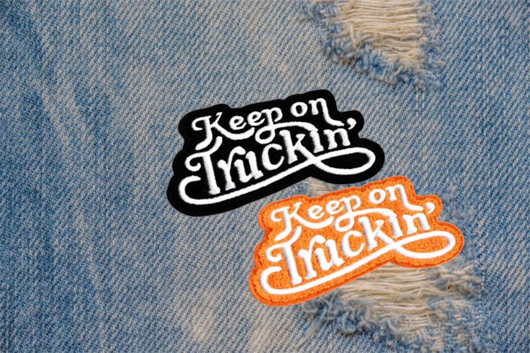 XL Extra Large Chenille Awesome Vintage Style 70's Patch Patches "keep on Truckin" 13cm X 7cm ...