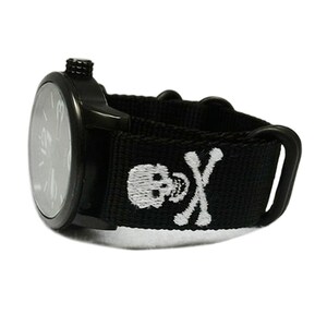 Custom Embroidered 22mm Nylon Military Diver Pirate Skull Watch Strap ...
