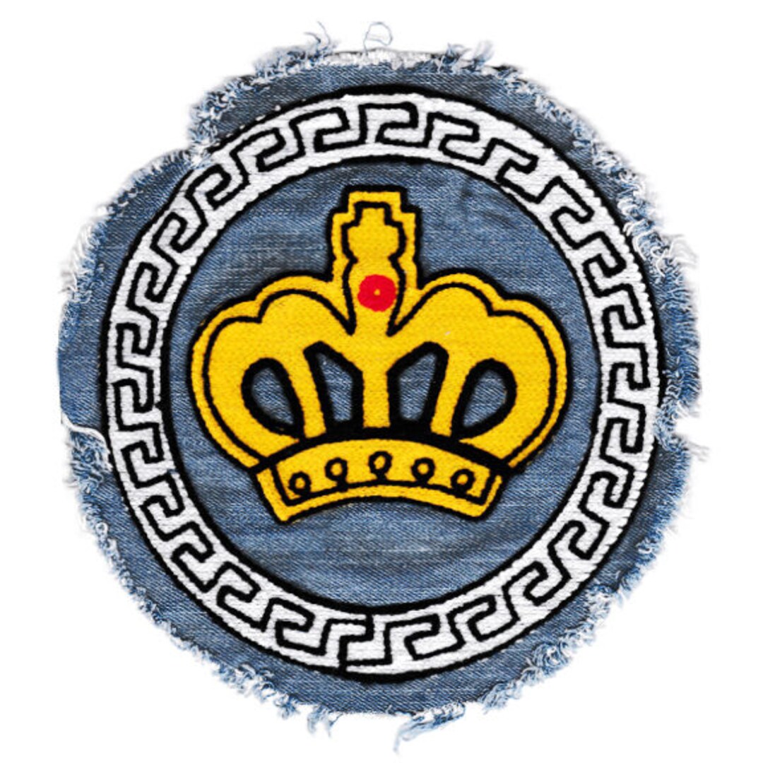 XXL Super Cute Extra Large 21.5cm Chenille Woven Crown on Denim ...