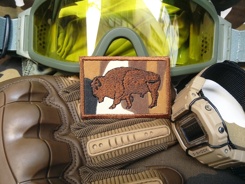 Popular Desert Camo Tactical Military Embroidered Bison Buffalo Morale ...