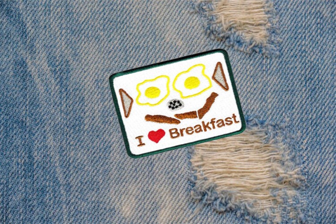 Awesome Vintage Style Patch "i Love Breakfast" Patch 8.5cm / 3.4 Inch ...