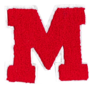 Large Chenille Red Letter "m" Patch 10.5cm Mike Mary Matt Michelle Mark ...
