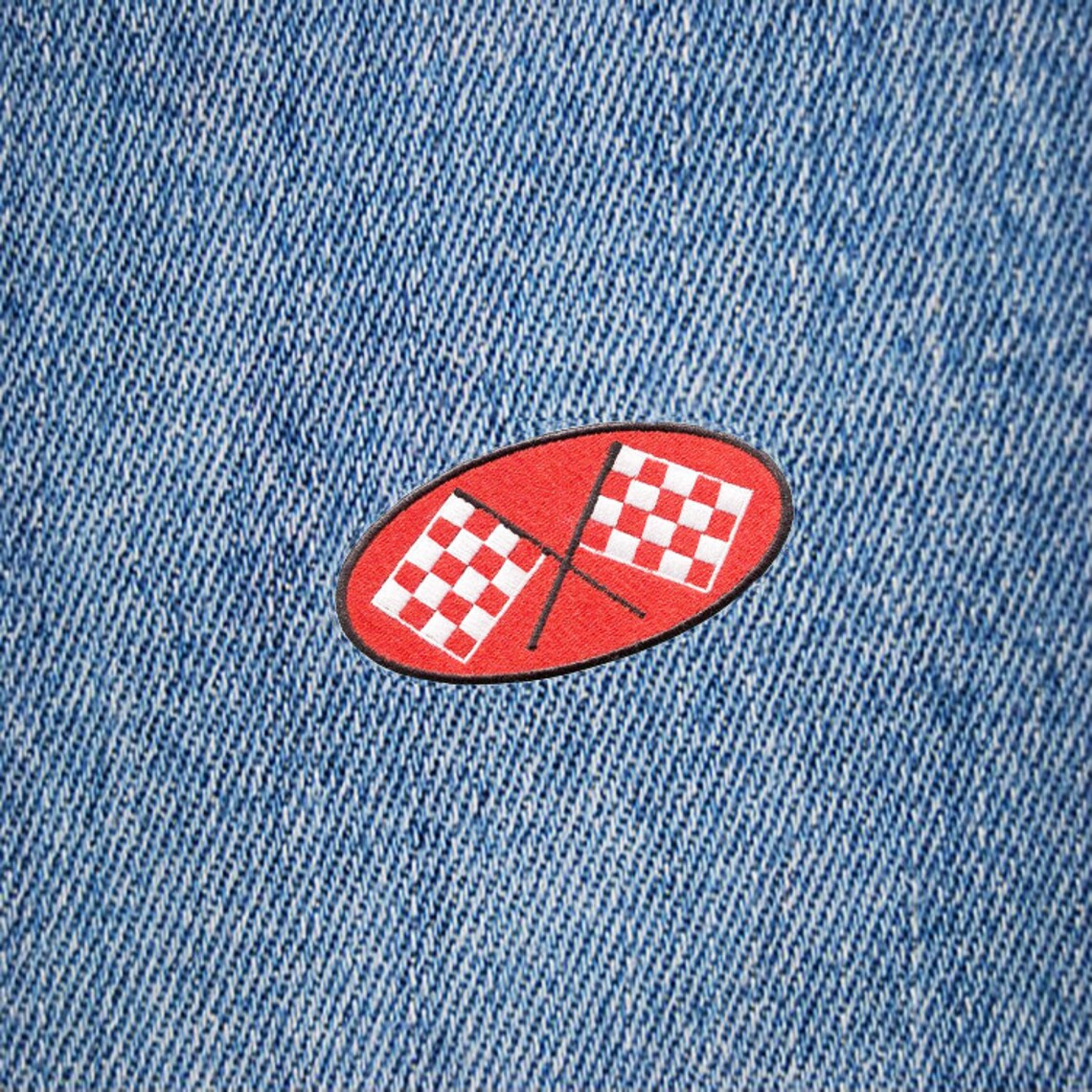 Awesome Vintage Style Red Checkered Flag Patch Badge Skater | Etsy