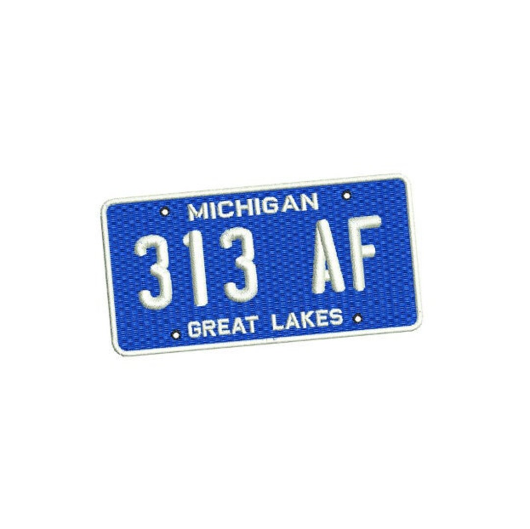 Detroit Michigan 313 AF License Plate Patch Hip Hop Rap 10cm / 4 Inches ...