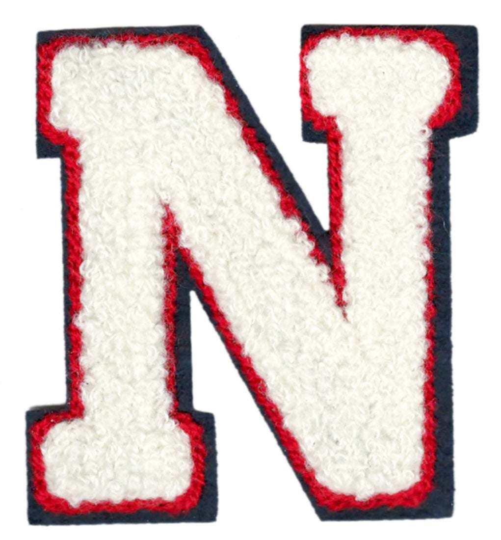 Large Chenille Cream Red & Navy Letter "n" Patch 8cm / 3.2 Inch Nancy ...