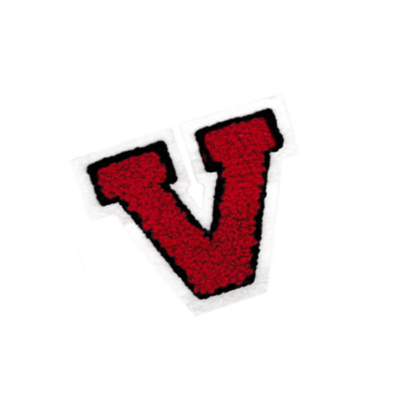 Large 8cm Red Chenille V Patch Badge Valerie Victory Vinny | Etsy