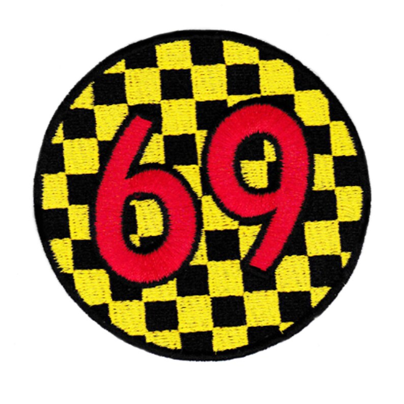 Awesome Vintage Style 80's 69 Checker Flag Patch Badge Skater Hat Iron ...