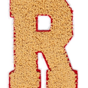 XL Extra Large Chenille Tan Letter "r" Patch 13cm / 5.1 Inch Ruby Rob Robert Ricky Randy Ralph ...