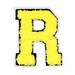 Large Chenille Yellow Letter r Patch 11.5cm Ruby Rob Robert Ricky Randy ...