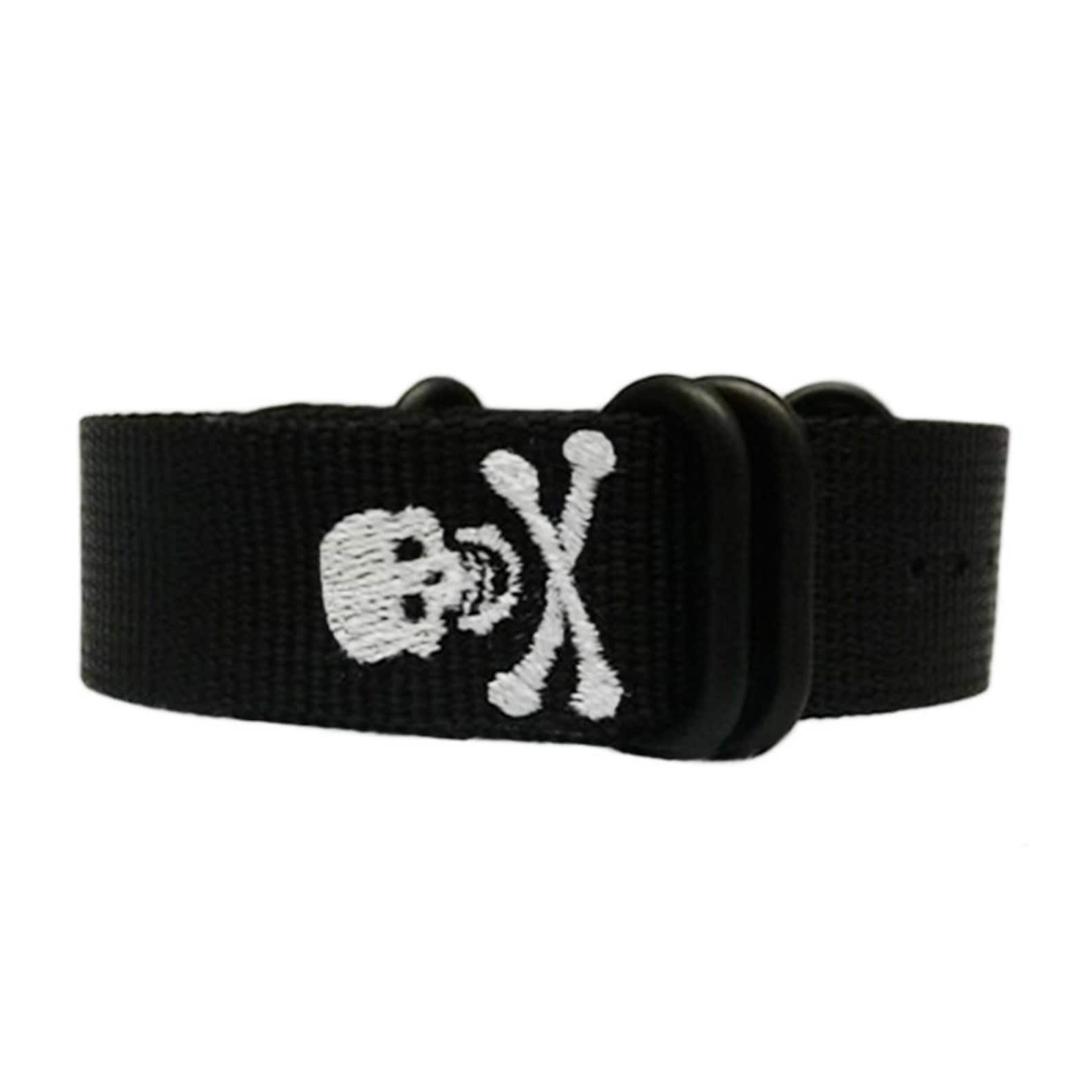Custom Embroidered 22mm Nylon Military Diver Pirate Skull Watch Strap ...