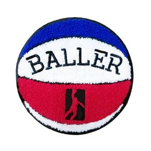XL Extra Large Vintage Style Chenille Basketball Baller Patch Badge ...
