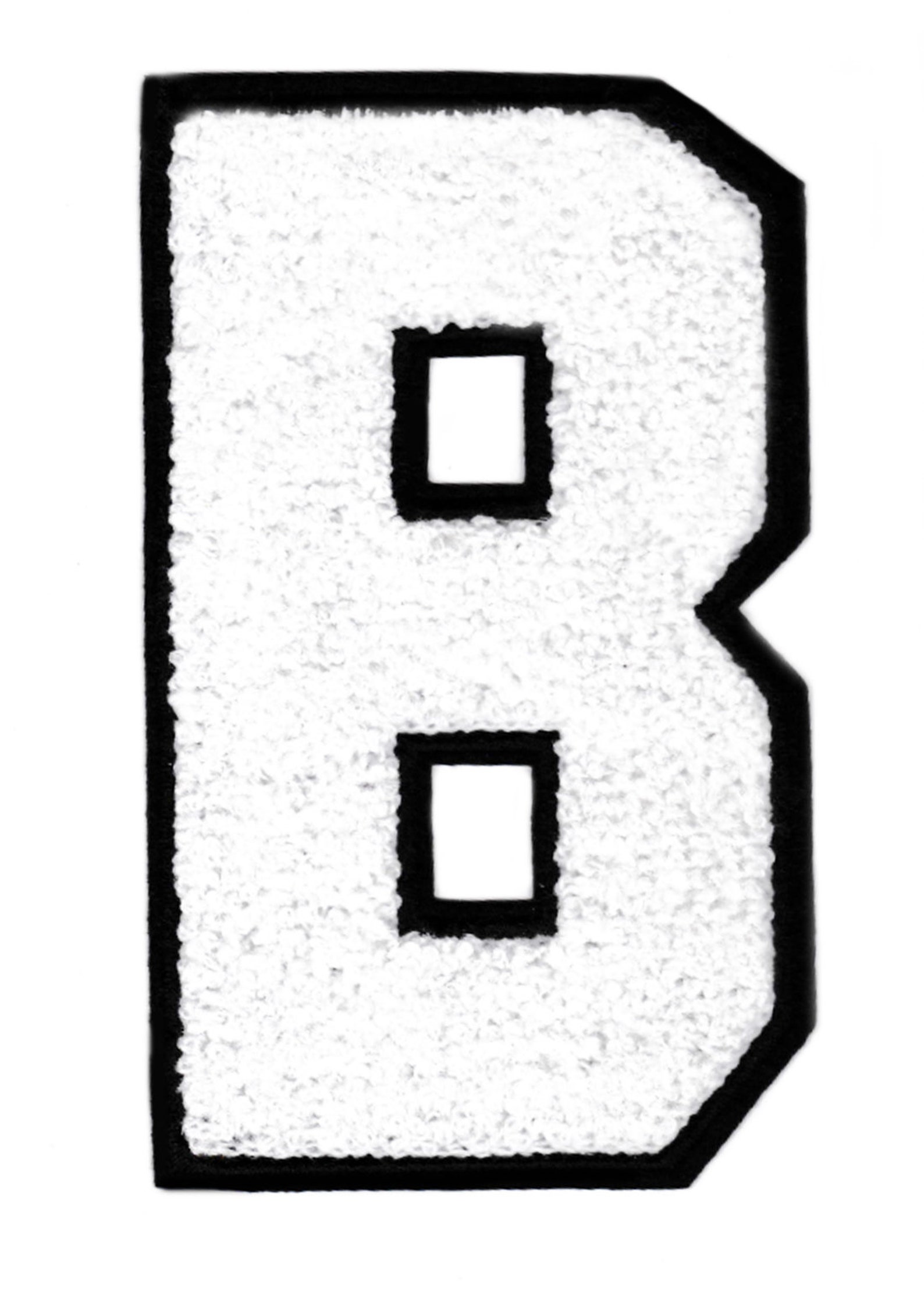Large Chenille White Letter "b" Patch 14cm Bob Brian Betty Ben Barbara ...