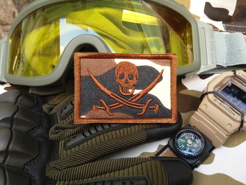 Cool Desert Camo Jolly Roger Tactical Pirate Flag Embroidered - Etsy