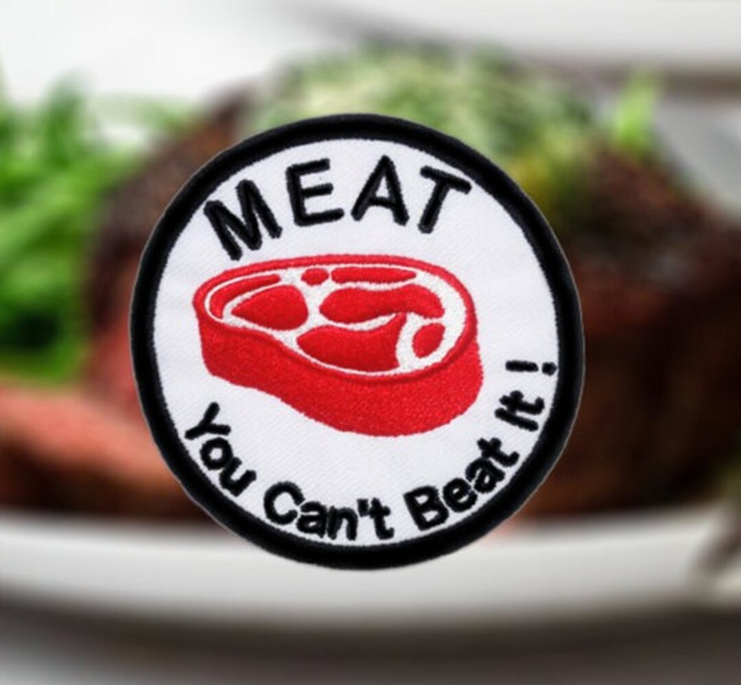 Funny Meat Steak Beef Morale Food Shirt Patch for Cap Hat 7.5cm ...