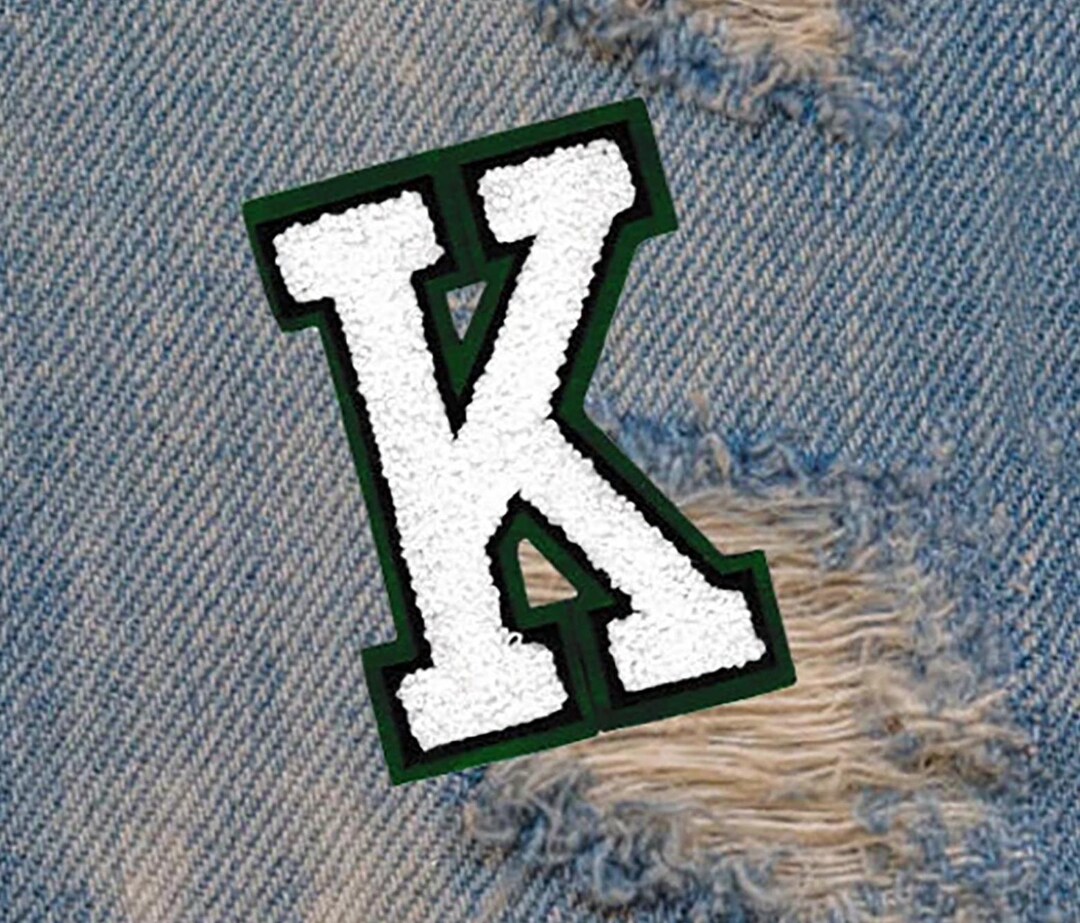 XL Large Chenille White Letter "k Patch 12cm / 4.7 Inch Katie Kelly ...