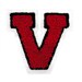 Large 8cm Red Chenille V Patch Badge Valerie Victory Vinny Vince Velma ...