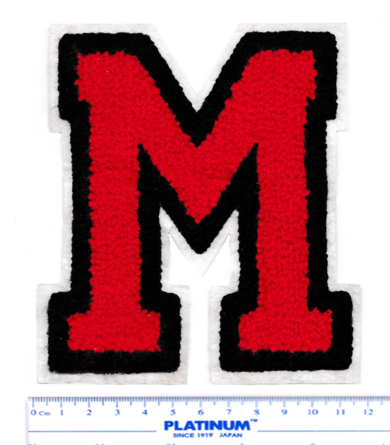 XL Extra Large Chenille Red Letter "m" Patch 12.5cm Mary Michelle Missy ...