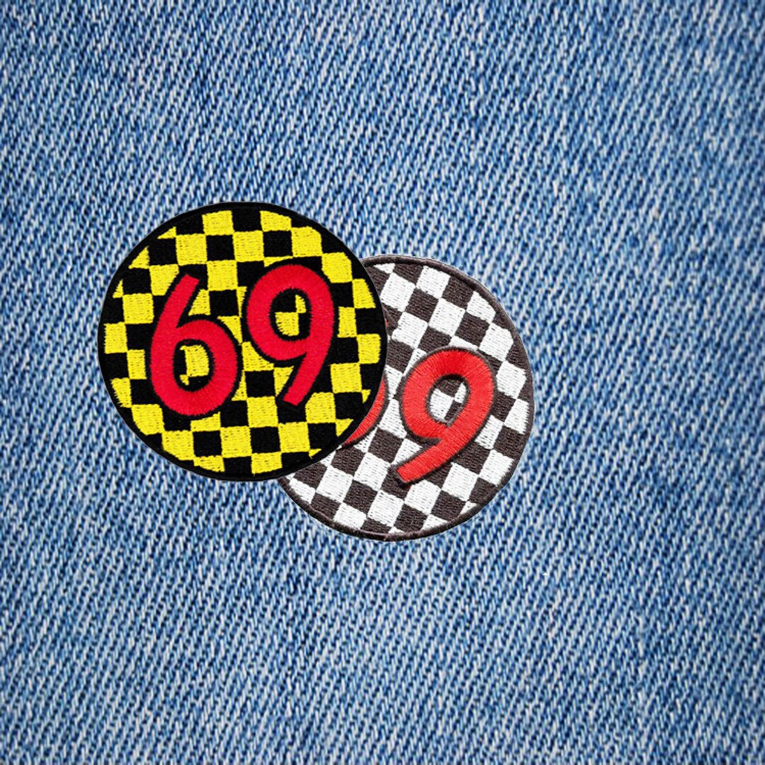 Awesome Vintage Style 80's 69 Checker Flag Patch Badge Skater Hat Iron ...